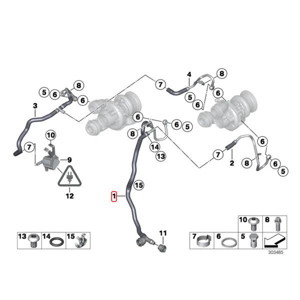 BMW F01 F02 750i 750Li ターボチャージャー ウォーターホース/クーラントホース N63 エンジン用 ...