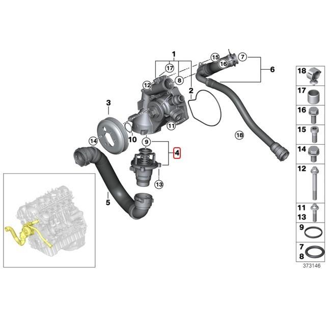 BMW E60 E61 F07 F10 F11 サーモスタット 105℃ N62 N63 N73 N74 S55 S63 ...