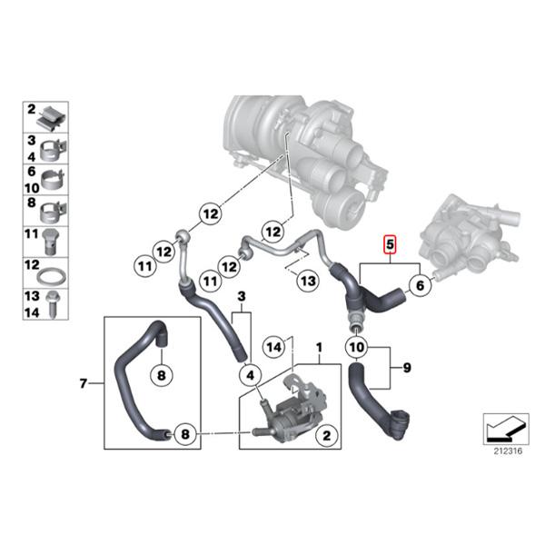 MINI BMW ミニ R60 R61 Cooper CooperS ALL4 ターボチャージャー クーラントリターンパイプ N18 ...