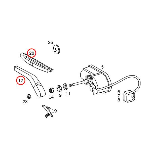 Mercedes-Benz ベンツ W124 E220 E280 E300 E320 E400 E500 ヘッドライトワイパー 左右セット 1248200744 1248200844 ...