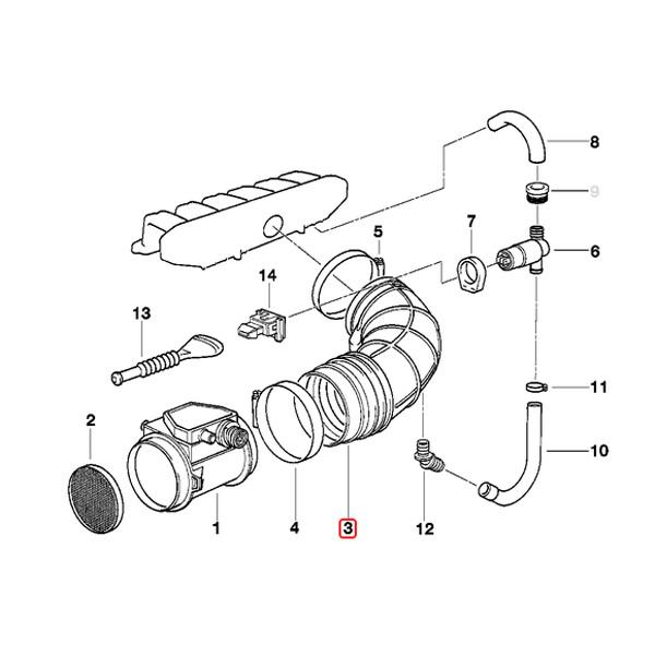 BMW E36 セダン エアインテークブーツ/ダストカバー M50 エンジン用 13541738757 13541730126 : ...
