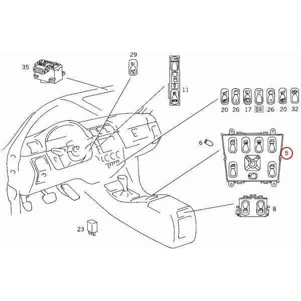 Mercedes-Benz ベンツ Mクラス W163 パワーウインドウスイッチ/ドアミラースイッチ 1638206610 ...