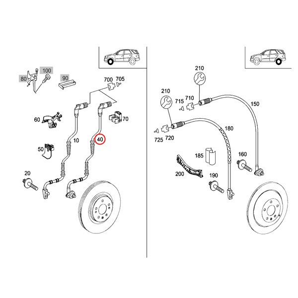 Mercedes-Benz ベンツ W164 X164 フロント ABSセンサー/スピードセンサー 左右 片側 1645400917 ...