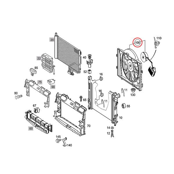 Mercedes-Benz ベンツ W203 C209 A209 電動ファン/ラジエーターファン/ブロアファン 2035000293 : プロ ...