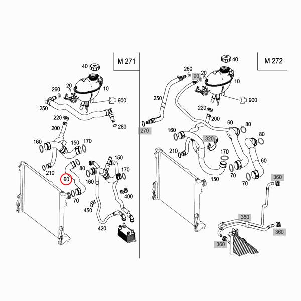 Mercedes-Benz ベンツ C207 クーペ E250 ラジエーターホース/アッパーホース 2045012582 : プロテックオート ...