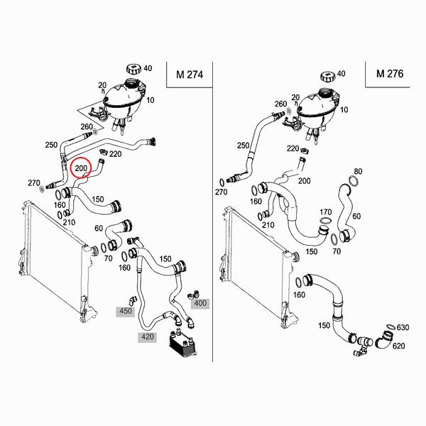 Mercedes-Benz ベンツ X204 GLK300 GLK350 ラジエーターホース/ウォーターホース リザーバータンク〜ラジエーター ...