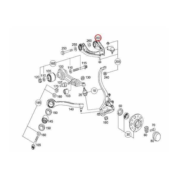 Mercedes-Benz 6ヶ月保証 ベンツ W211 W219 フロントアッパーアーム/アッパーコントロールアーム 左側 ...