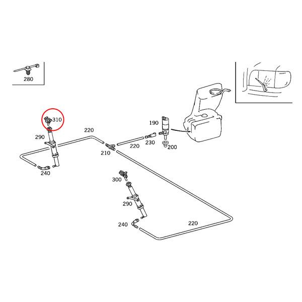 Mercedes-Benz ベンツ W220 S320 S430 ヘッドライト ウォッシャーノズル 右側 2208601647 : プロテック ...