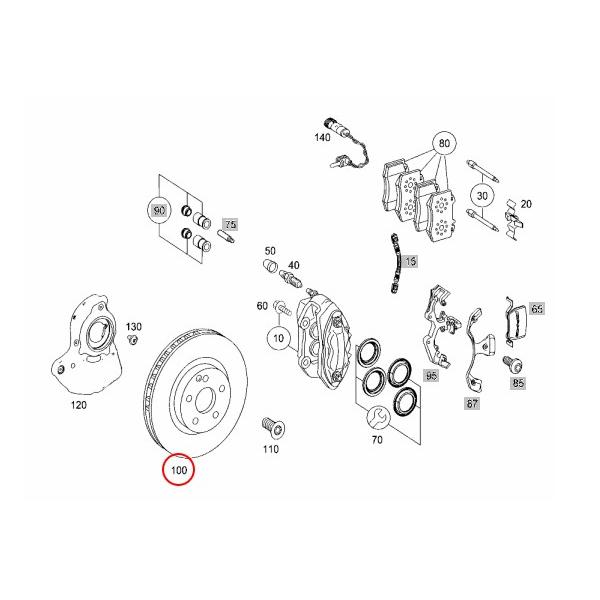 純正 ベンツ フロントブレーキローター/ブレーキディスク左右セット W211 W221 W216 R230 2214210012 ...