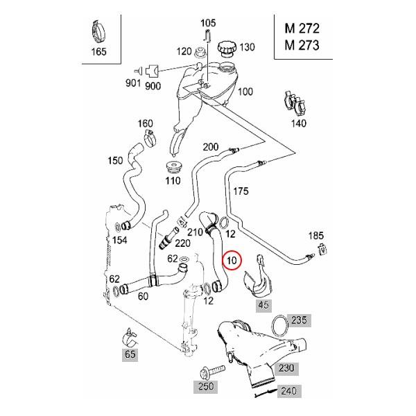 ベンツ Sクラス W221 S350 ラジエーターアッパーホース M272 V6エンジン 2215013584 2215014582 : ...
