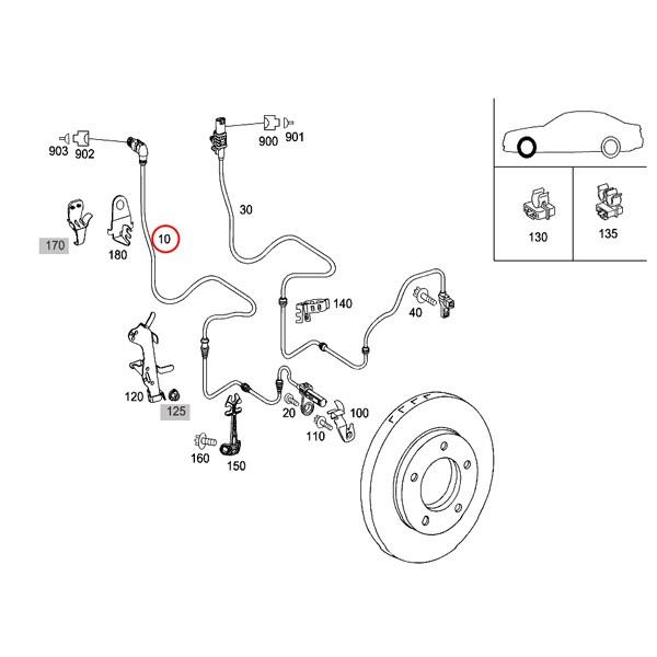 Mercedes-Benz ベンツ フロント W221 W216 ABSセンサー/スピードセンサー 片側 2215400317 ...