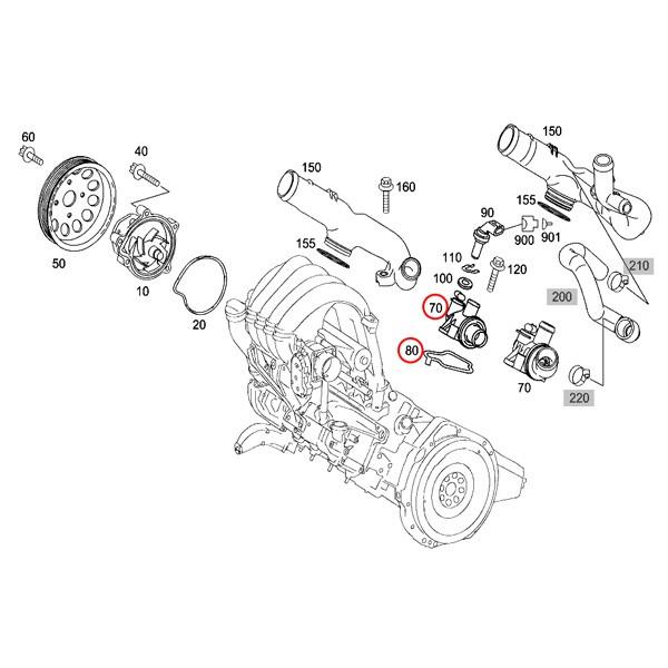 Mercedes-Benz ベンツ W169 W245 サーモスタット/サーモスタッド M266 エンジン用 2662030475 ...