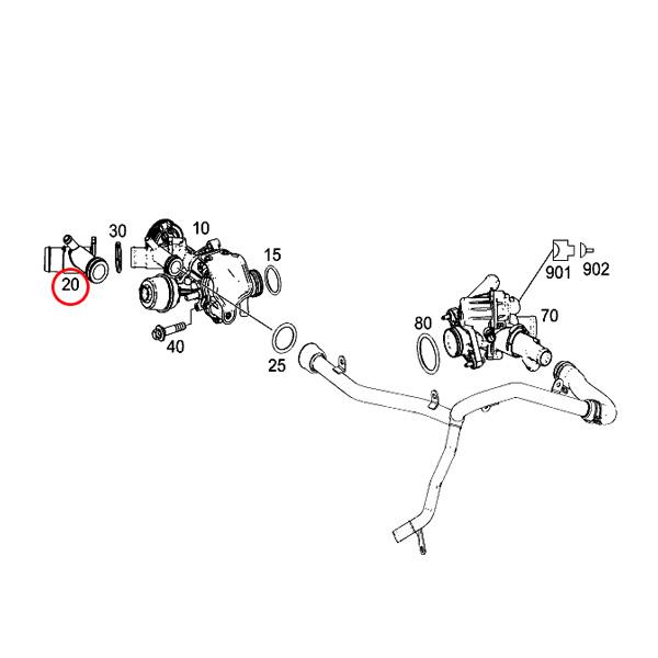 Mercedes-Benz ベンツ W177 W176 A180 A250 ウォーターフランジ/クーラントパイプ 2702000200 ...