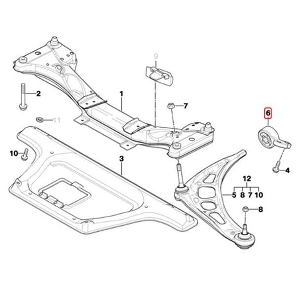 BMW [6ヶ月保証]BMW E46 フロント ロアアームブッシュ/ロアコンブッシュ 右側 31126783375 31126783376 ...