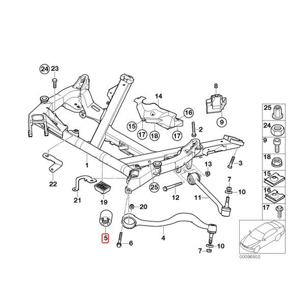 BMW BMW E39 525i 528i 530i フロント ラジアスアームブッシュ/ストラットアームブッシュ 片側 31129068753 ...