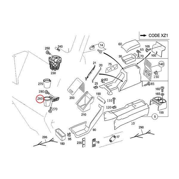 Mercedes-Benz（メルセデス・ベンツ） ベンツ W463 ロング ドリンクホルダー/カップホルダー 4636802491 ...