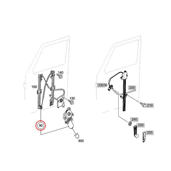 Mercedes-Benz ベンツ W463 フロント G55AMG G63AMG パワーウィンドウレギュレーター 右側 モーター付き ...
