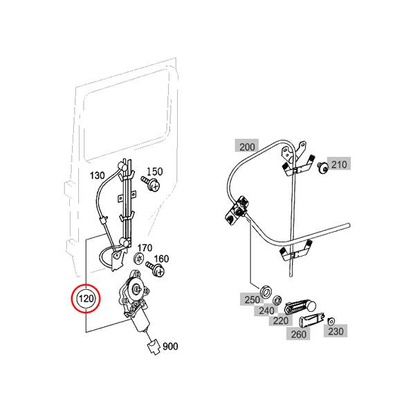 Mercedes-Benz ベンツ W463 G500 G550 リア/リヤ パワーウインドウレギュレーター 右側 モーター付き ...