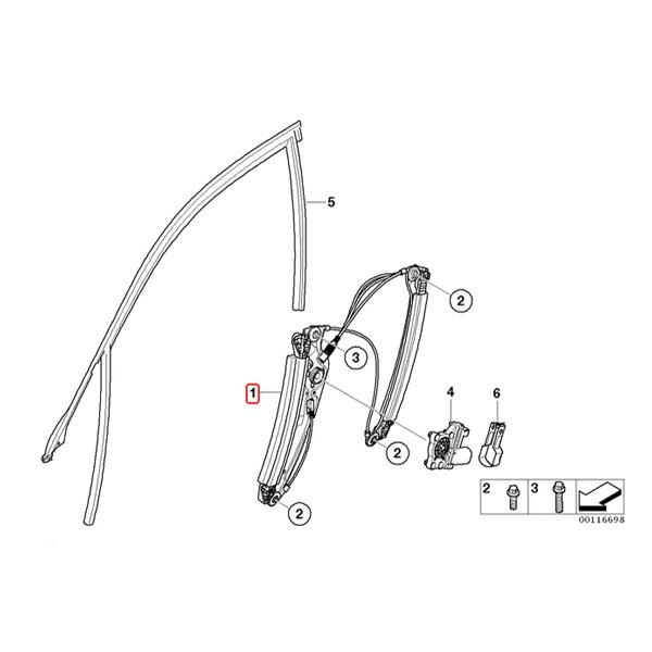 [6ヶ月保証]BMW 7シリーズ E66 745Li 760Li パワーウィンドウレギュレーター 左フロント51337138861 ...