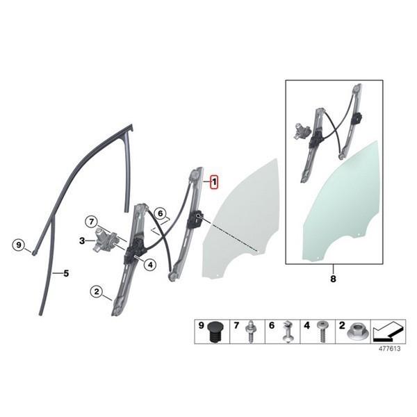 BMW Xシリーズ X3/F25 xDrive30d xDrive35i xDrive35d フロント パワーウインドウレギュレーター 左側 ...