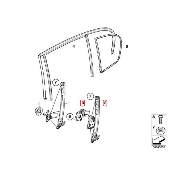 BMW BMW E87 116i 118i 左リア パワーウインドウレギュレーター モーター付き 51357138467 ...