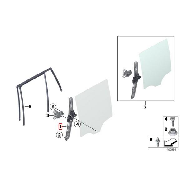 BMW Xシリーズ X3/F25 xDrive20i xDrive20d xDrive28i リア/リヤ パワーウインドウレギュレーター 左側 ...