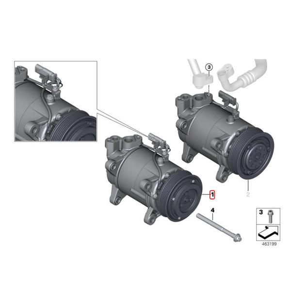 BMW X1/F48 sDrive18i xDrive18d 20i 25i エアコンコンプレッサー マグネットクラッチ付き ...