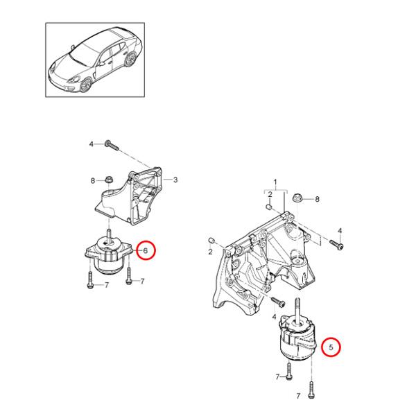 PORSCHE Porsche パナメーラ H23〜28年式 エンジンマウントブッシュ＆ミッションマウント 94637505723 ...
