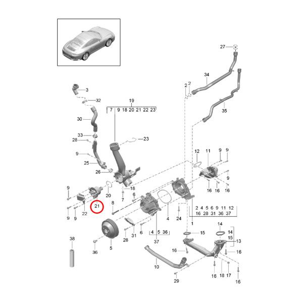 PORSCHE（ポルシェ） 911 991型 2012〜2020年式 サーモスタット/サーモスタッド 9A712111000 ...