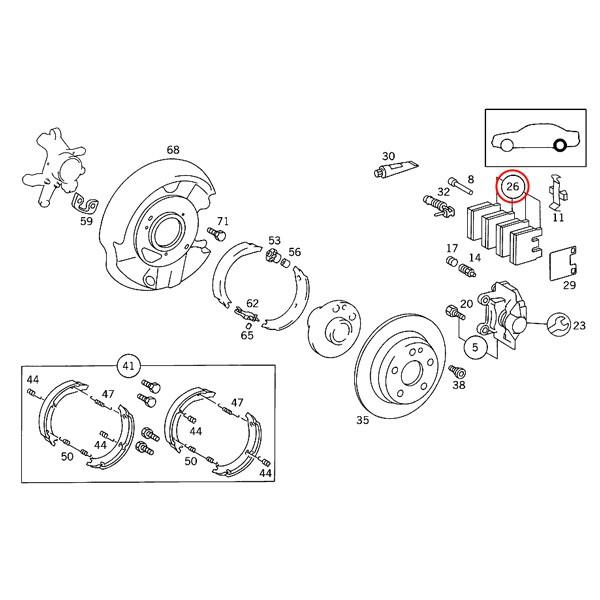 Mercedes-Benz akebono製 ベンツ R129 R170 リア/リヤ ブレーキパッド 左右 センサー付 0044201620 ...