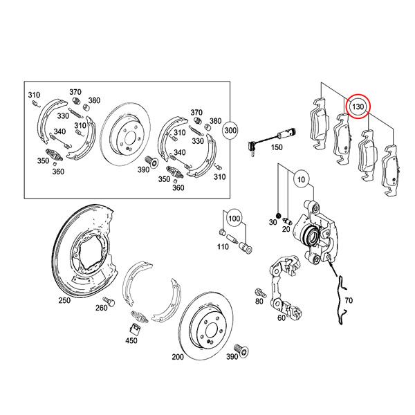 Mercedes-Benz 純正OEM ATE製 ベンツ C207 E250 E350 E400 E550 リア/リヤ ブレーキパッド 左右 ...