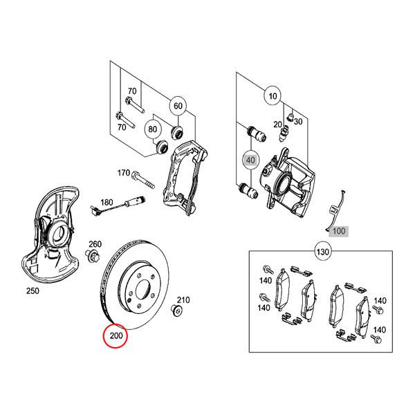 Mercedes-Benz（メルセデス・ベンツ） 純正OEM ATE製 ベンツ W204 C250 C300 フロント ドリルド ブレーキ ...