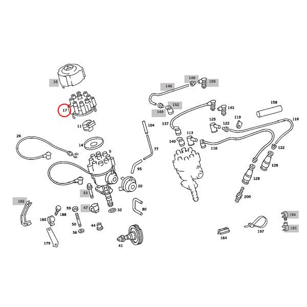 純正OEM BOSCH製 ベンツ Sクラス W126 380SEL ディストリビューターキャップ 0001583402 : bosch ...