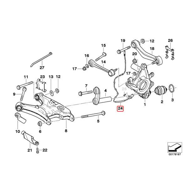 純正OEM BOSCH製 BMW 5シリーズ E39 528i リア/リヤ ABSセンサー/スピードセンサー 左右共通 片側 ...