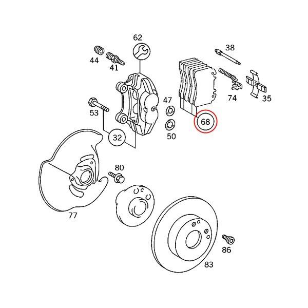 BOSCH製 ベンツ W202 C280 フロント ブレーキパッド/ディスクパッド 左右セット 0024201920 0024203720 ...