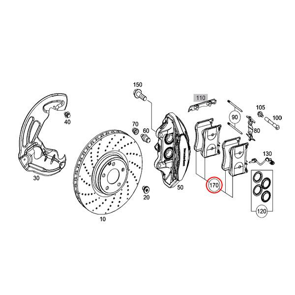 brembo Brembo製 ベンツ W222 S400 S550 フロント ブレーキパッド 左右セット AMGパッケージ/スポーツパッケージ ...