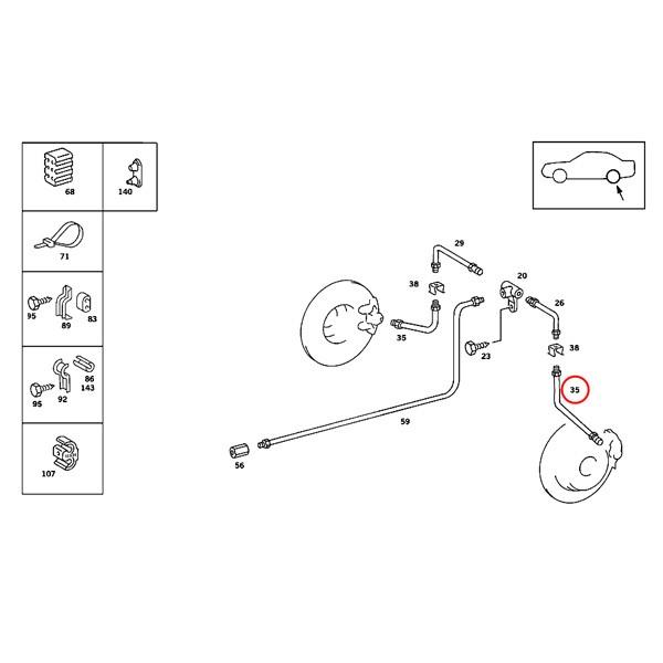 Mercedes-Benz febi bilstein製 ベンツ W114 W115 リア ブレーキホース 片側 1234280135 230 ...