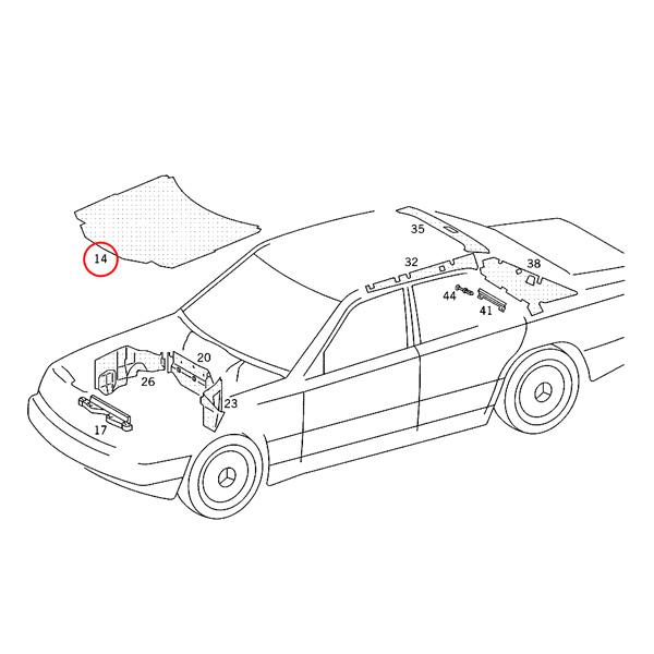 Mercedes-Benz febi bilstein製 ベンツ W124 E220 E280 E300 E320 E400 E500 フードインシュレーター/ボンネットインシュレーター ...