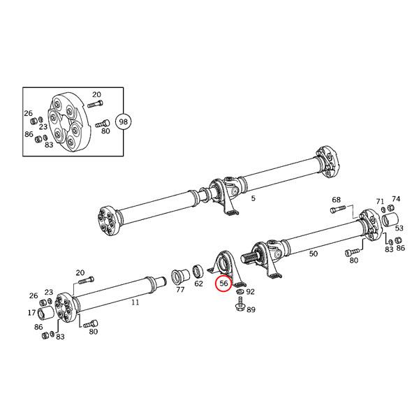 febi製 ベンツ W210 E230 E320 プロペラシャフト センターベアリングサポート/ベローズベアリングサポート ...