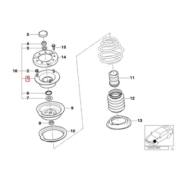BMW febi bilstein製 E39 525i 528i 530i フロント ショックアッパーマウント 左右 31336752735 ...