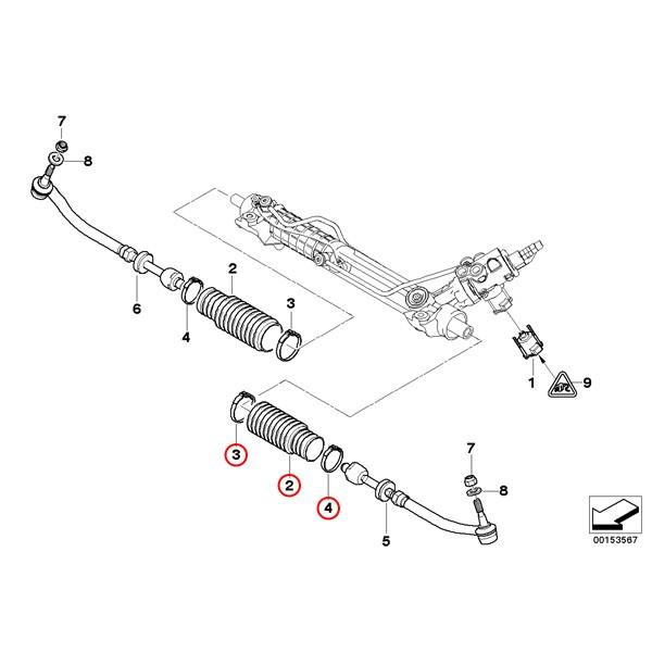 BMW febi bilstein製 E39 5シリーズ ステアリングラックブーツキット 片側 32131092876 525i 528i ...