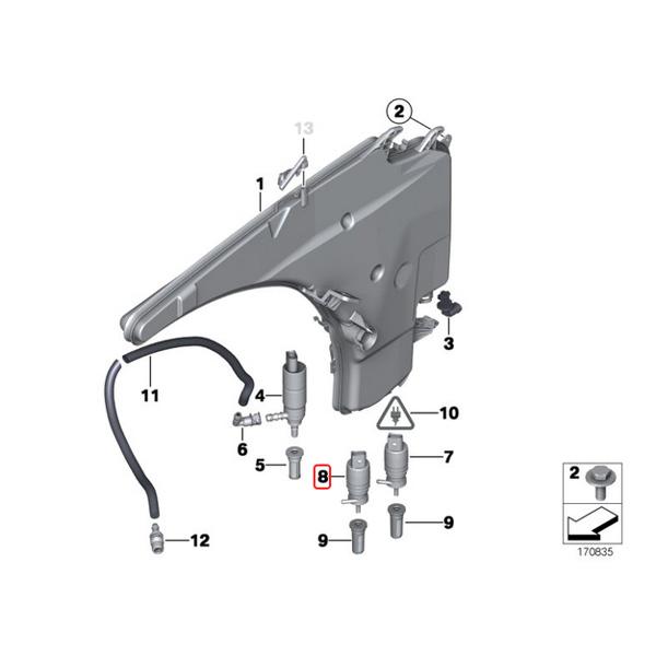 BMW febi bilstein製 E87 E88 E82 F20 116i 118d 118i 120i 130i 135i M135i M140i ウィンドウウォッシャーポンプ ...