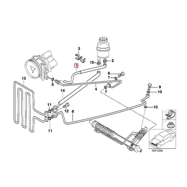 febi製 BMW E39E46 パワステインテークパイプ 32411095526 32411093130 525i 528i 530i ...