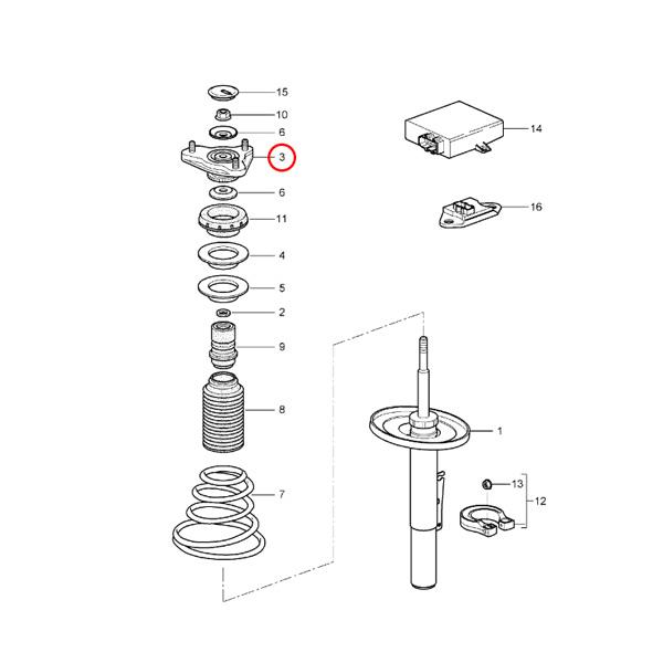 PORSCHE febi bilstein Porsche ポルシェ 911 996 997 フロント ショックアッパーマウント 片側 ...