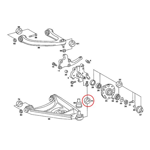 Mercedes-Benz（メルセデス・ベンツ） 送料200円 純正 ベンツ W124 400E E220 E280 E300 E320 E400 E500 フロント ロアアームボール ...