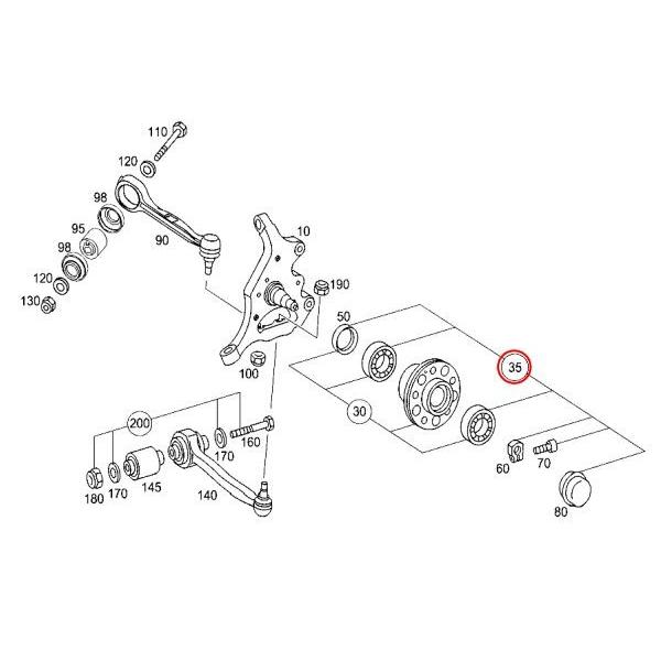 純正 ベンツ SLK R171 R172 フロントホイールハブベアリングキット 片側 2033300051 SLK200 SLK280 ...