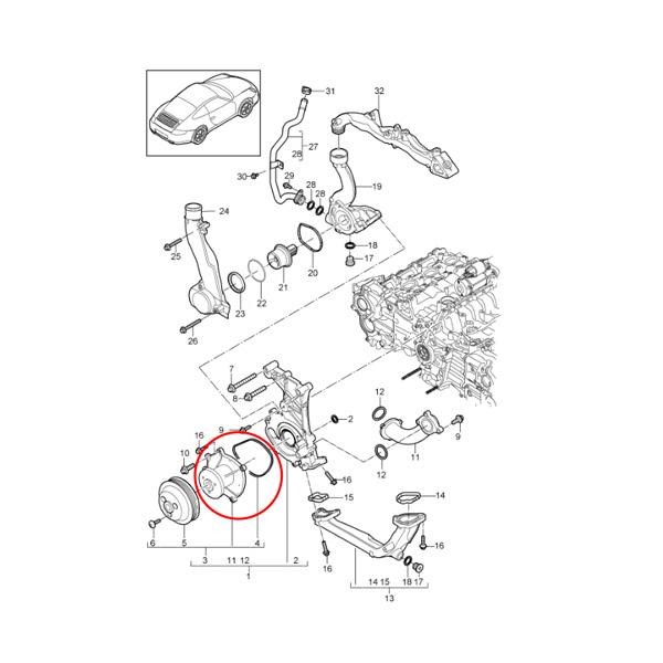 グラフ [6ヶ月保証]GRAF製 ポルシェ Cayman ケイマン 987 981 ウォーターポンプ ガスケット付き 9A110604800 ...