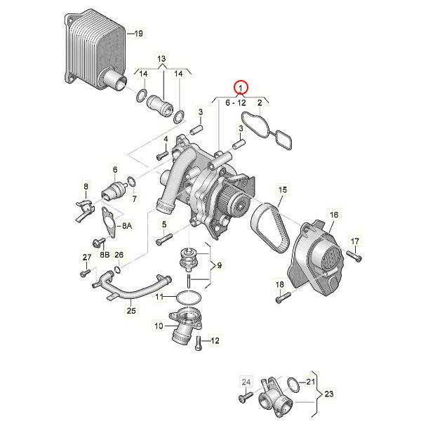 Audi（アウディ） [6ヶ月保証]GRAF製 A3 8P A4 8K/B8 A5 8T/8F ウォーターポンプASSY 06H121008F ...
