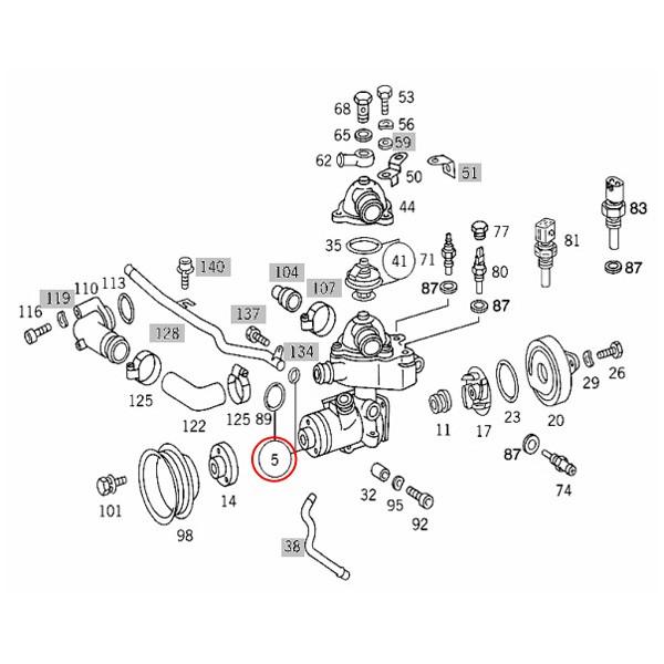 [半年保証]GRAF製 ベンツ W140 S280 S300 S320 M104 直6 エンジン用 ウォーターポンプ Oリング付き ...
