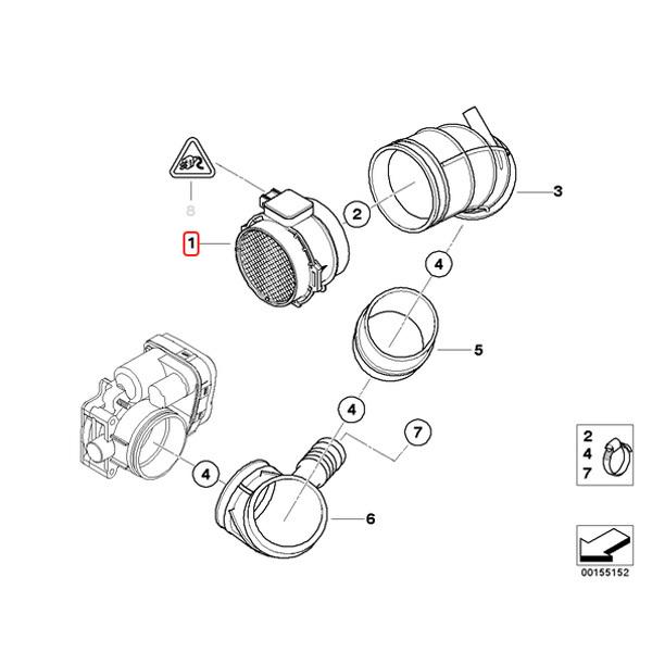 BMW 純正OEM HELLA製 BMW E46 330i 330xi 330Ci エアフロメーター/エアマスセンサー M54 エンジン用 ...